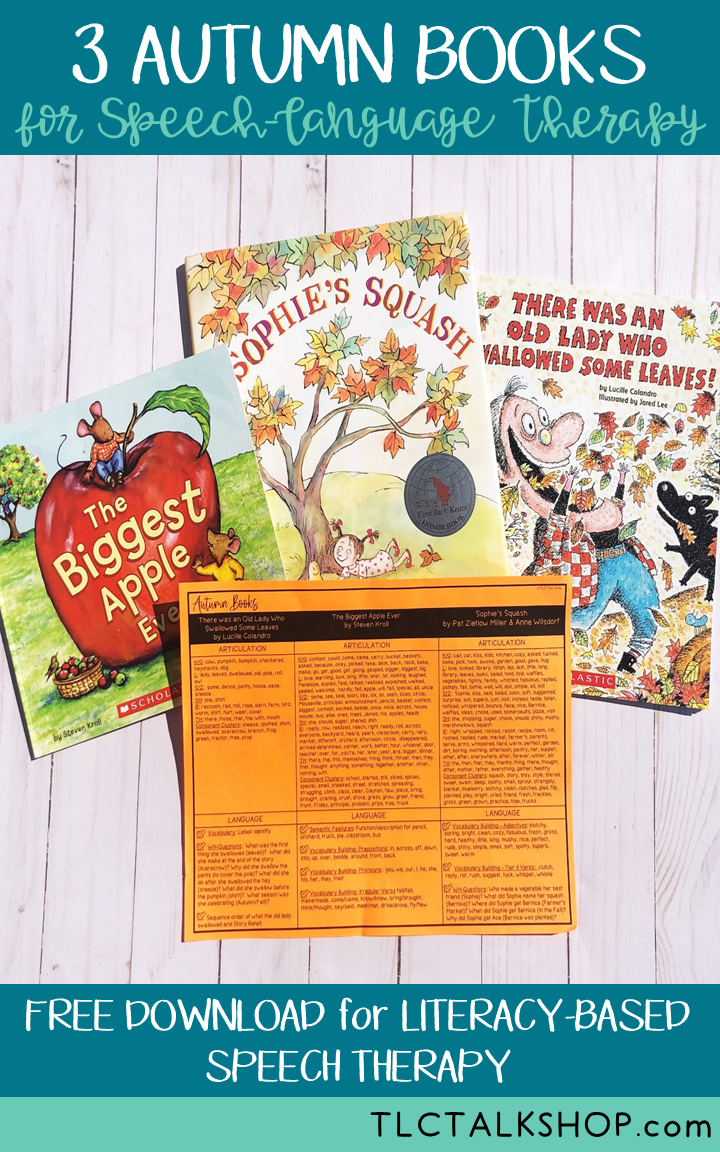 Autumn Books for Literacy-Based Speech Therapy - TLC Talk Speech ...